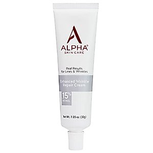 Alpha Skin Care Enhanced Wrinkle Repair Cream, Anti-Aging Formula, 0.15% Retinol, Vitamins A, C & E, Reduces Lines & Wrinkles, All Skin Types, 1.05 Oz, White