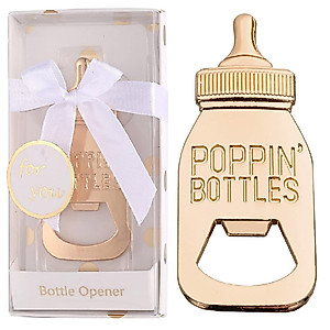 DAJAMAI Set of 18 Bottle Openers for Baby Shower Favors Gifts, Bridal Baby Shower Decorations Souvenirs, Poppin Bottles Openers with Exquisite Gifts Box used for Baby Party (New White)