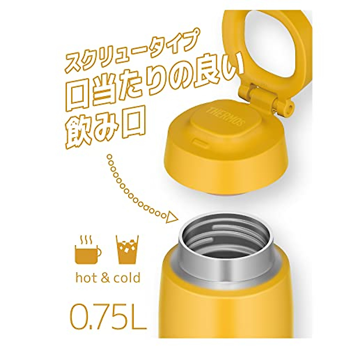 Thermos JOO-750 Y Vacuum Insulated Portable Mug with Carry Loop, 25.4 fl oz (750 ml), Yellow