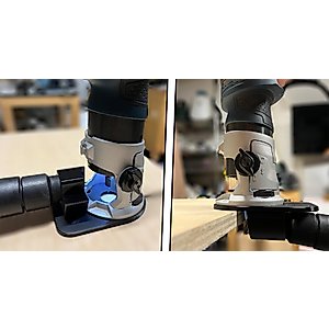Sub-Base With Dust Collection Fittings for Bosch Colt 1.25-HP Trim Router (GKF125CEK) - Buried Cuts, Dadoes, Grooves, Edges, and More! (Threaded Bushing Hole) - Made in USA