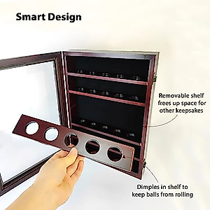 ASmileIndeep Golf Ball Display Case for 30 Golf Balls, Solid Wood Golf Ball Holder Wall Mount with HD Tempered Glass Door, Golf Ball Rack for Golf Enthusiasts