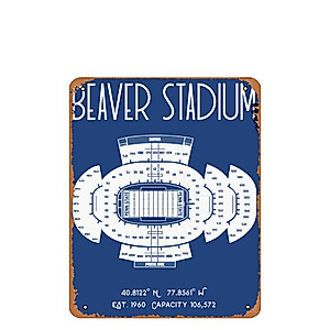 Penn State Beaver Stadium Print-Poster Vintage Tin Sign 8X12 inches,Metal Sign Retro Art Wall Decor for Home Cafes Office Store Karaoke Pubs Club Sign Gift Plaque.