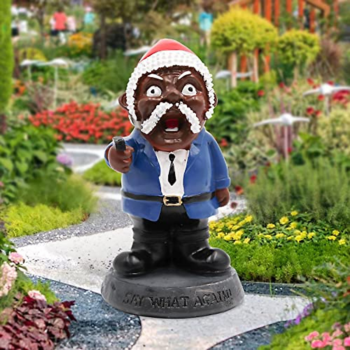 Military Garden Gnomes, Say What Again! Funny War Gnome, Funny Army Gnomes, Resin Soldier Statue, Black Man Gnome, Dwarf Gangster Statue, Novelty Statue for Indoor Outdoor Lawn Yard Decorations