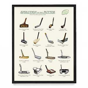 - Evolution of the Golf Putter Poster Print - Golf Wall Art - House Home Décor - Golf Gift - 11 x 14 Framed Print