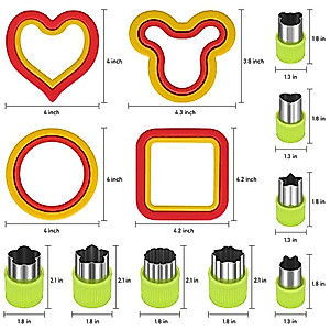 Sandwich Cutter and Sealer 12 Pcs - Fruit Vegetable Cutter Shapes - Bread Decruster Sandwich Pancake Uncrustables Maker DIY Cookie Cutters for Kids Lunch Bento Box - Heart Square Circle Mickey Mold