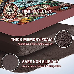 ASPMIZ Boho Kitchen Rugs Set of 2 Non Slip Washable, Farmhouse Floral Kitchen Mats Cushioned Anti Fatigue, Waterproof Rugs for Kitchen Floor Mats for in Front of Sink, 18'' x 48'' + 18'' x 30''