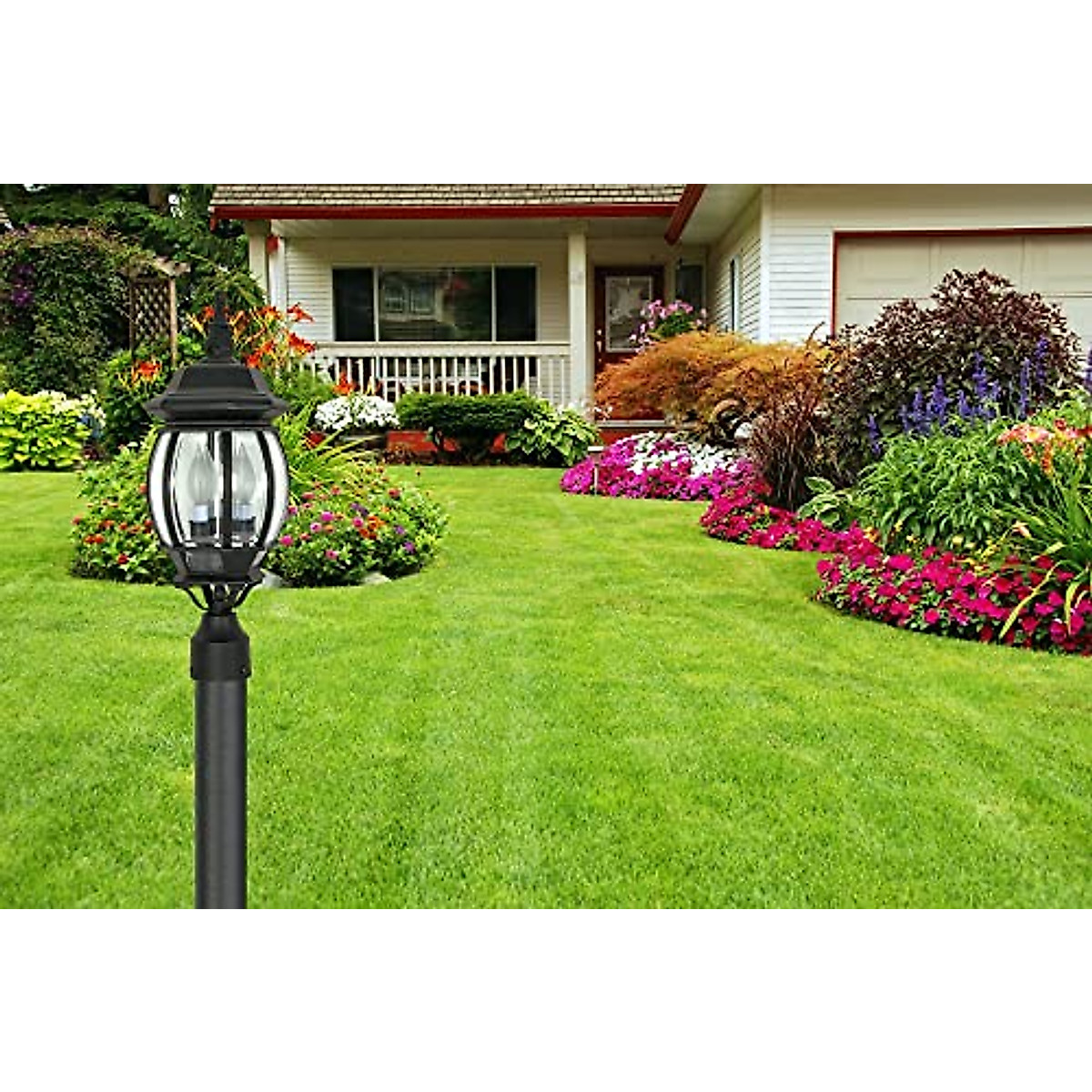 NUVO 60/899 Central Park Outdoor 3-Light Post Lantern, 60 Watts/120 Volts (Black), 21 x 7.4 Inches