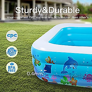 Inflatable Swimming Pool, 103" X 69" X 24" Large Family Pool, Blow up Pool Above Ground for Kids, Toddlers, Adults, Outdoor, Garden, Backyard, Summer Water Party