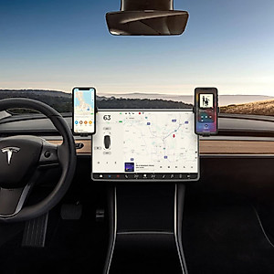 Trend Geo Dual Car Phone Mount with Charger Support Plus Accessories Storage for Tesla Model 3 and Model Y
