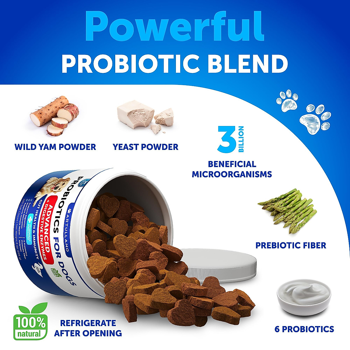 Probiotics for Dogs - Support Gut Health, Itchy Skin, Allergies, Immunity, Yeast Balance - Dog Probiotics and Digestive Enzymes with Prebiotics - Reduce Diarrhea, Gas - 120 Probiotic Chews for Dogs