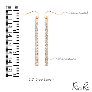 Sparkly Rhinestone CZ Lightweight Geometric Bar Statement Earrings - Multi Cubic Crystal, Acrylic Pearl Vertical Drop Dangles (Vertical Bar Drop - Silver Crystal)