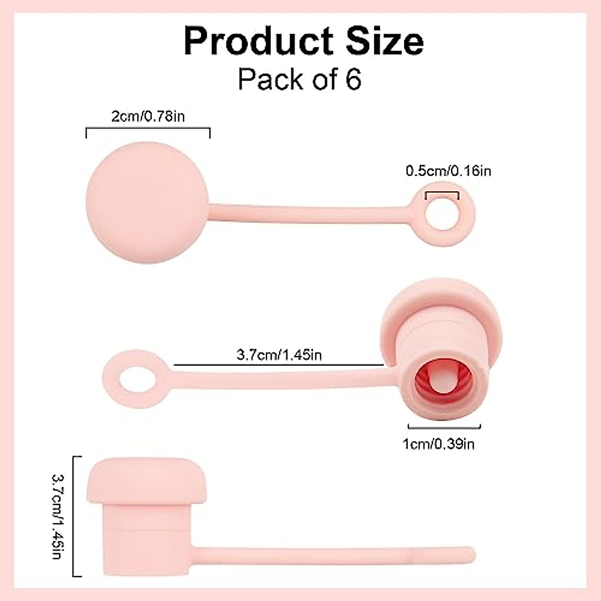 6 PCS Straw Covers Compatible with Stanley Tumbler Cups All OZ, Silicone Drinking Straw Cover Cap for Stanley Cup Accessories, Reusable Straw Protector for 6-10 mm Straw, Dust Proof Straw Topper