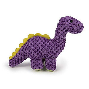 goDog Checkers Just for Me Dinos Bruto Squeaky Plush Dog Toy, Chew Guard Technology - Purple, Mini
