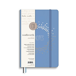 Southworth Premium Journal, 5.5”x 8.25”, Periwinkle Burst Design, Premium 28lb/105 gsm Paper, Medium Book Bound Journal, 3 Ribbon Placeholders, 80 Ruled Sheets/160 Ruled Pages (91931)