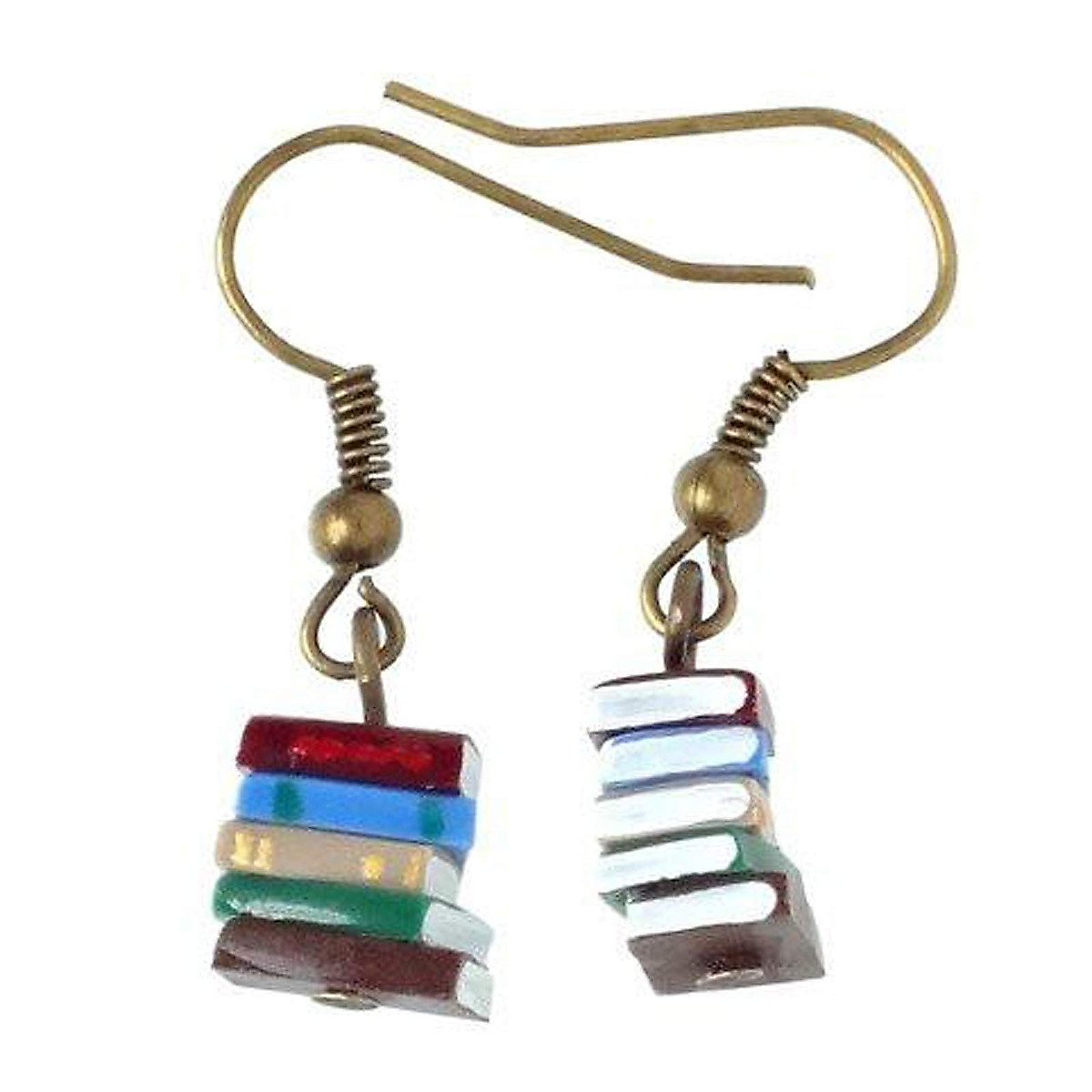 Kafeimiao Book Earrings for Woman,Mini Stack Book Earrings Library Color Multicolor Book Pendant Earrings,Costume Accessory,Best Gift for Easter,1 Pair(Pack of 1)