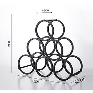 Black Modern Wire Rustic Counter Wine Rack Countertop Table,Metal Wine Rack Inserts for Cabinet Rustic 6 Bottles Wine Storage Holder