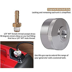 Yoursme Generator Extended Run Fuel Cap Fit for Yamaha EF2000is, EF1000is, Coleman pm2000i, Powerhorse 2000, Ai Power sua2300i Aluminum Silver