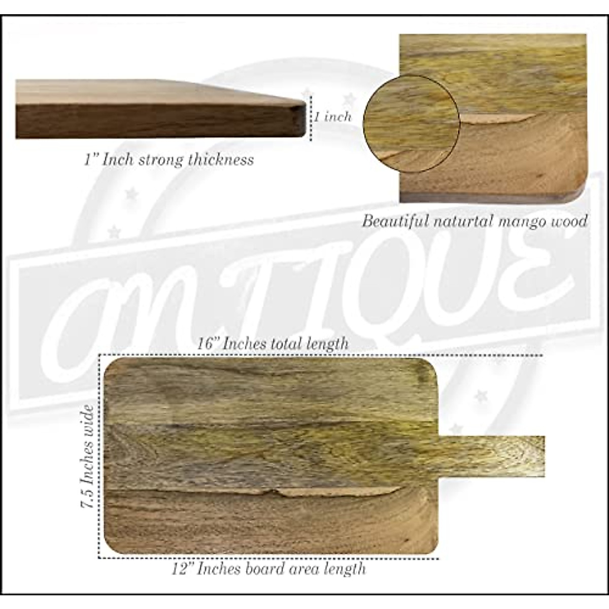 Wood Cutting Board for Kitchen Butcher Block, Meat, Cheese Vegetables, Fruits,with Grip Handle