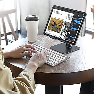 OMOTON Upgraded Adjustable Tablet Stand Holder, Heavy Duty Foldable Portable Monitor Stand, Travel Essentials for iPad Pro/Air/Mini, Surface Pro, 4.7''-15.6', Black