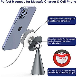 Yikda Cell Phone Stand for MagSafe Charger - Magnetic Phone Holders Desktop Stand - for iPhone12 Series & iphone13 Series Stand (Silver)