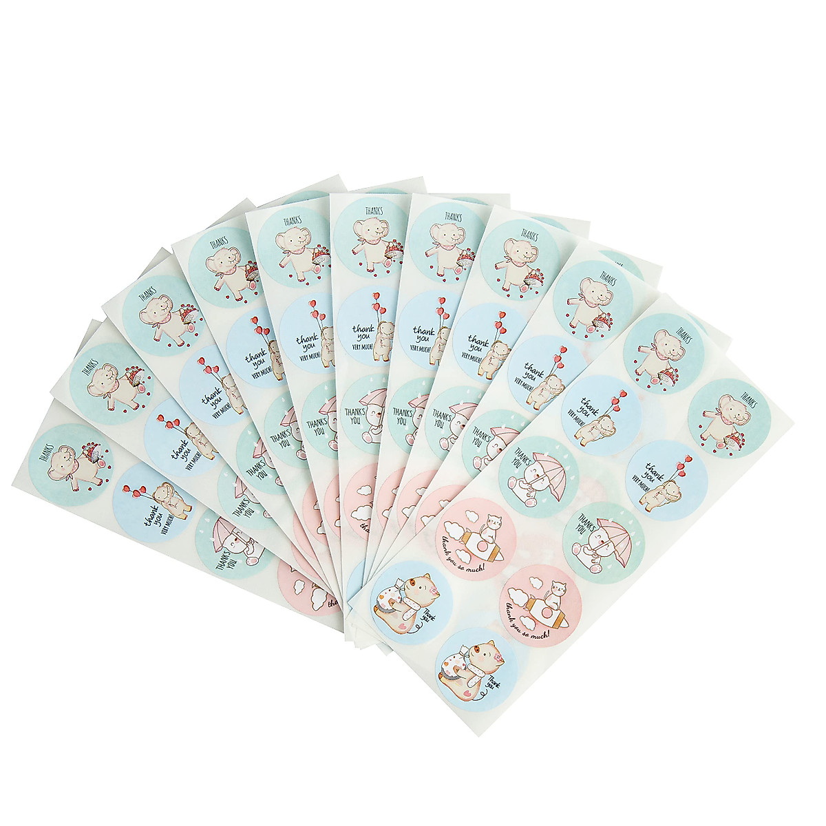 500 Labels Cute Animal Adhensive Thank You Stickers, 1 inch, Thank You Sticker Stickers for Small Candy, Bag Sealing Sticker, Envelope Seals