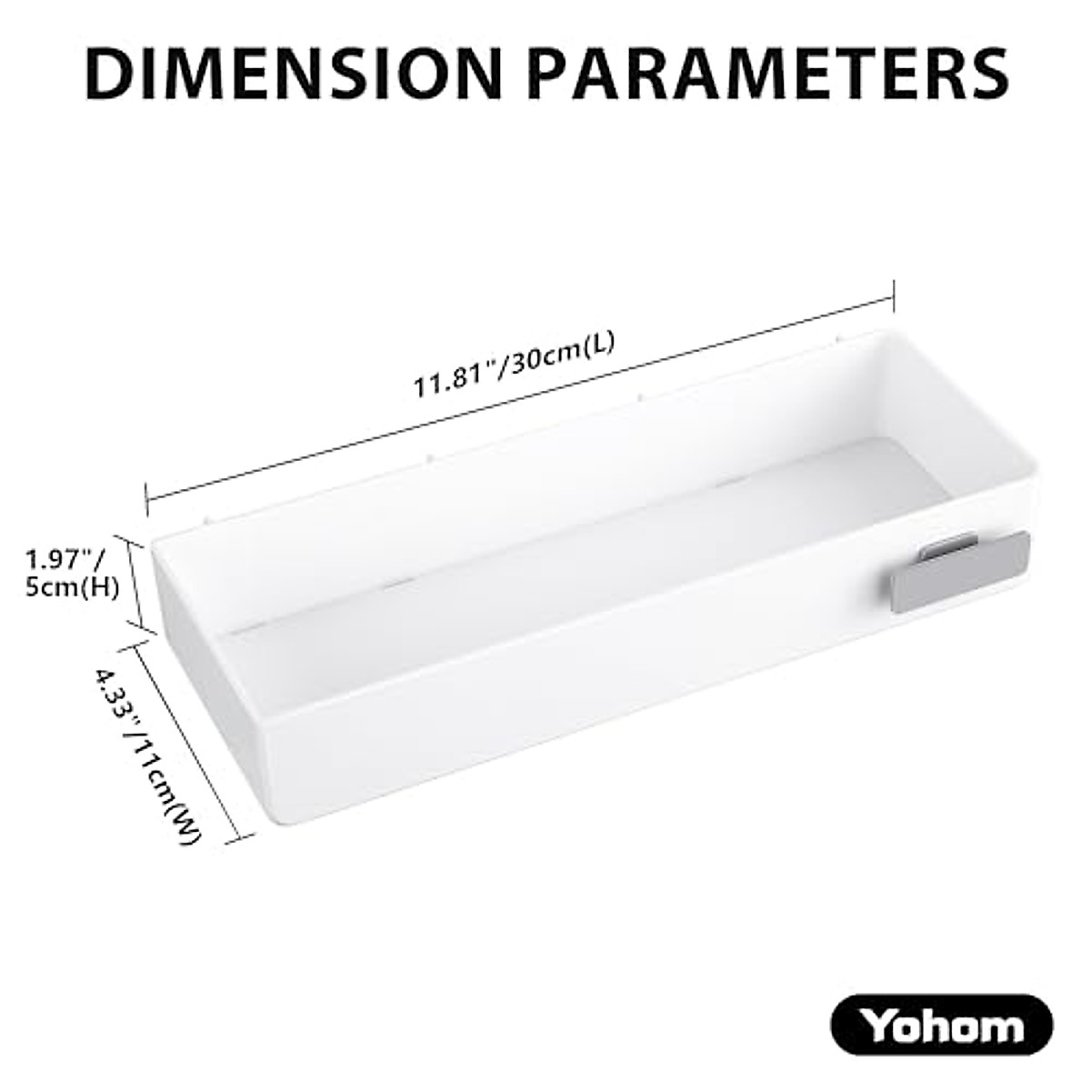 YOHOM White Adhesive Bathroom Caddy Organizer for Tile Wall Mounted Stick on Shower Caddy Floating Shelf Plastic Shampoo Holder with Hook