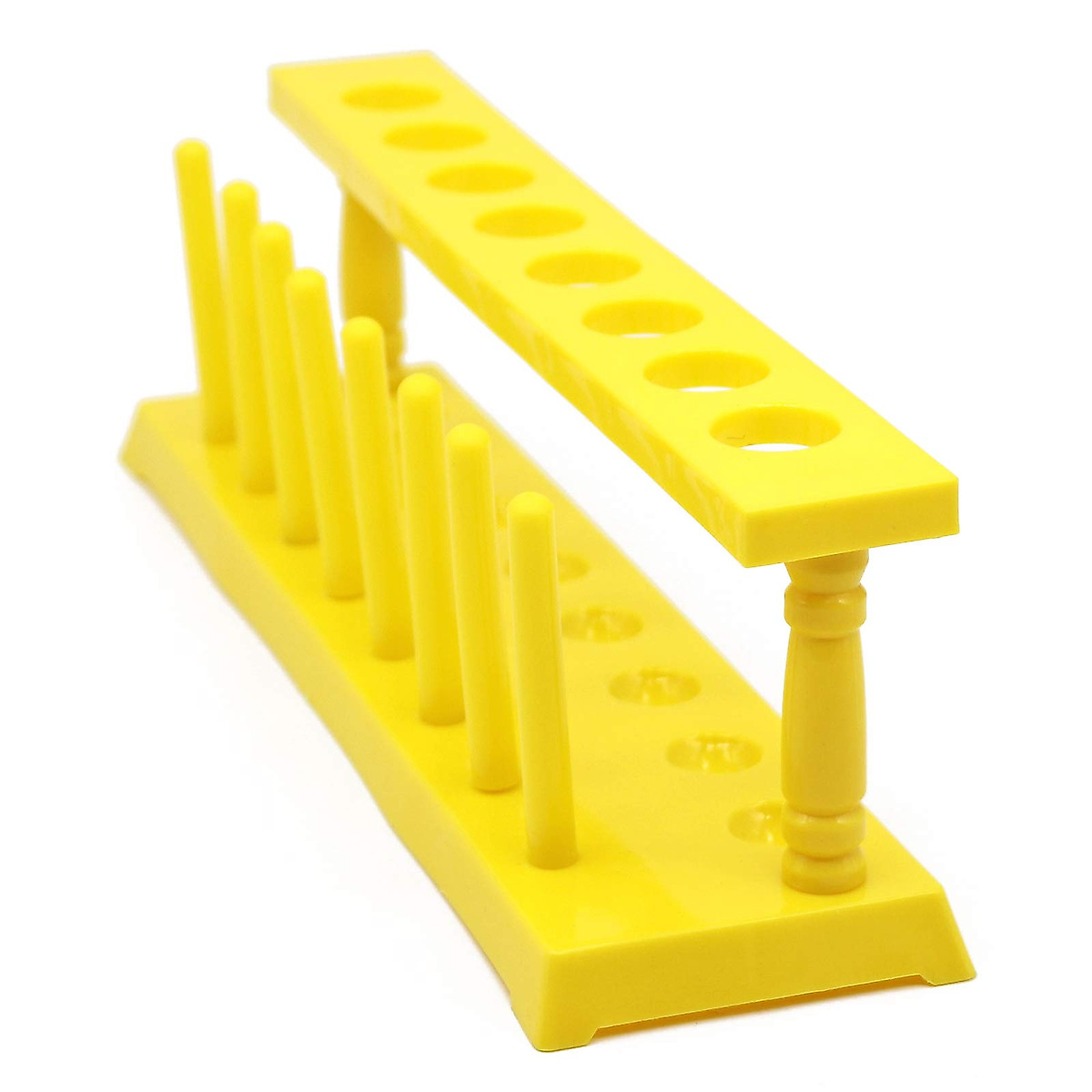 Plastic Test Tube Stand, 2 Pieces Yellow Tube Holder Rack for Laboratory, Detachable, 20mm Hole Diameter (8 Hole)