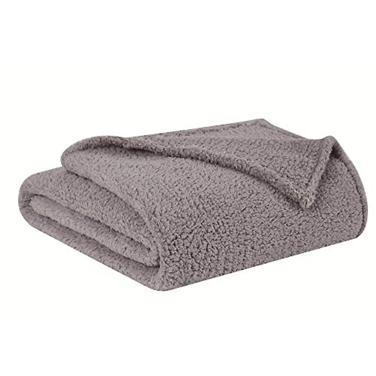Brooklyn Loom - Soft and Luxurious Marshmallow Sherpa Throw (50" x 60") - Grey
