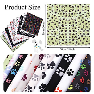 10 Pieces Paws Fabric Cute Paw Prints Squares Paw Print Fabric Fat Quarters Sewing Fabric Animal Footprint Puppy Cat Bone Printed Fabric for DIY Crafts Supplies (20 x 20 Inch)