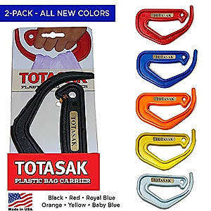 Totasak Grocery Bag Carrier (2-Pack Red) - Multiple Shopping Bag Holder Handle - Durable Lightweight Multi Purpose Secondary Handle Tool