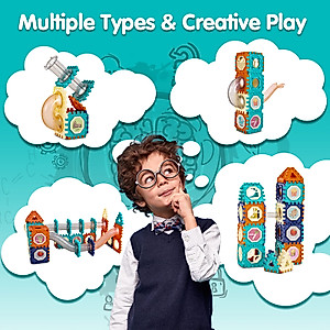 Moonsteps STEM Building Blocks Set for Kid, 156pcs Snap Tiles Building Toys for Kids Ages 4-8, Early Educational Building Kit for Girls & Boys, Christmas Birthday Gift for Toddler/Boy/Girl