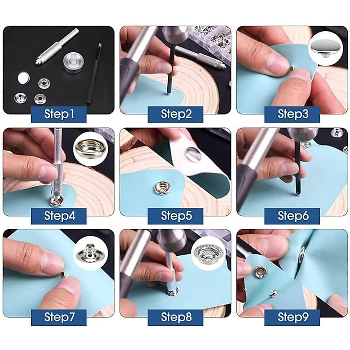 200 Pieces Stainless Steel Snap Fastener Kit, BetterJonny 15mm Heavy Duty Snap Button Press Stud Cap with Pliers and 3 Setting Tools for Marine Boat Canvas Bag Leather DIY Craft