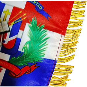 2 Pack Dominican Republic Window Hanging Flag 4 X 6 Inch,Dominica Small Mini Car Banner Flag,Fringed & Double Sided Hanging Flag with no Suction Cup,Car Home Decoration,International Festival Party