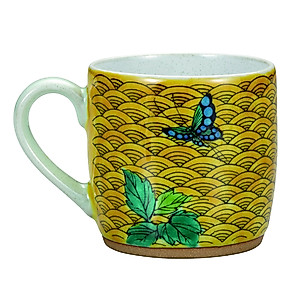 ナカマル Nakamaru Kutani Ware K8-873 Yoshida Yanami Peony Mug