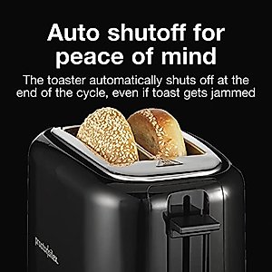 Proctor Silex 2-Slice Toaster with Extra Wide Slots for Bagels, Cool-Touch Walls, Shade Selector, Toast Boost, Auto Shut-off and Cancel Button, Black (22305)