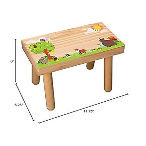 Fox Valley Traders Children’s Wooden Step Stool, Woodland Animals Design