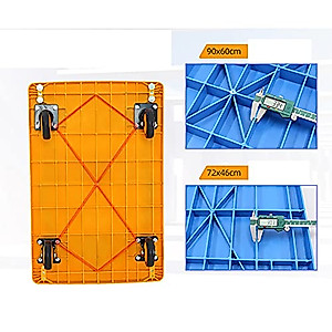 Generic Cart Platform Truck Silent Wheels for 360 Degree Push Cart with Foldable Handle for Home Office Shops High Capacity Plastic Deck Platform Truck Cart (Size : 90 * 60-770lb)