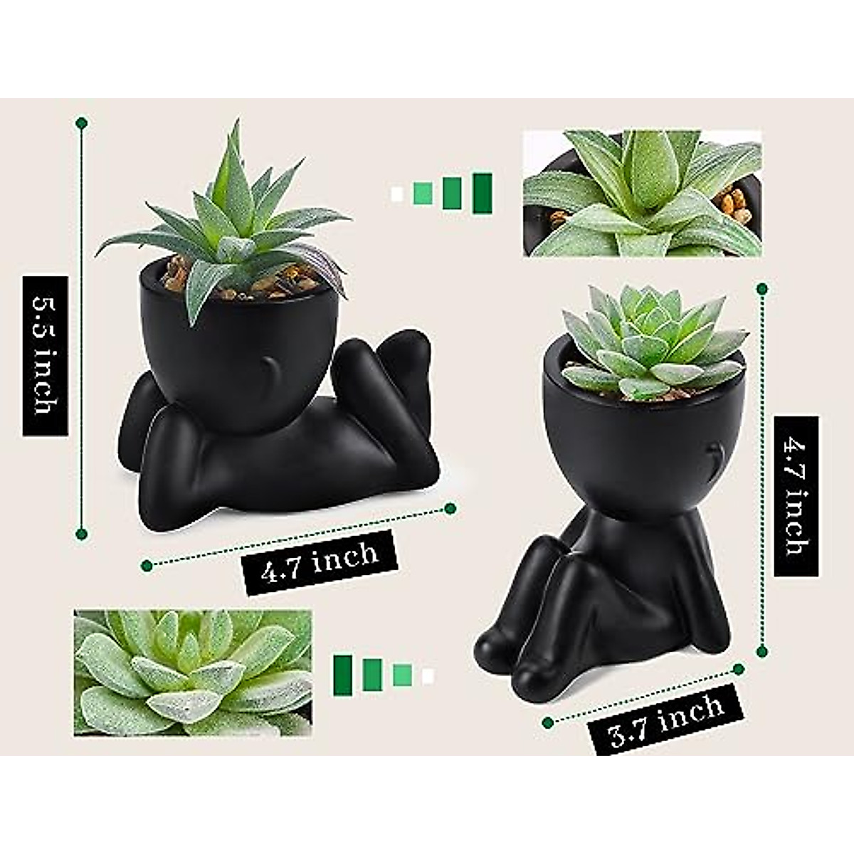 Der Rose Set of 2 Fake Plants Artificial Succulent Plants for Office Desk Accessories Bathroom Home Room Aesthetic Decor Indoor