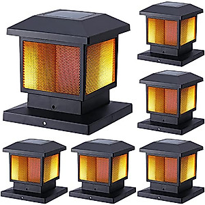 Glintoper 6 Pack Solar Fence Post Lights Outdoor, Solar Powered Post Cap Lights, High Brightness SMD LED Decorative Lighting Waterproof for 4x4, 5x5 or 6x6 Wood Posts, Patio Yard Landscape Decor