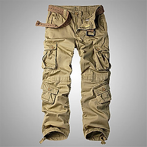 KEHAIOO Men's Cotton Military Cargo Pants, 8 Pockets Casual Work Combat Trousers, Military Army Camo Cargo Pants Plus Size Gray 4XL