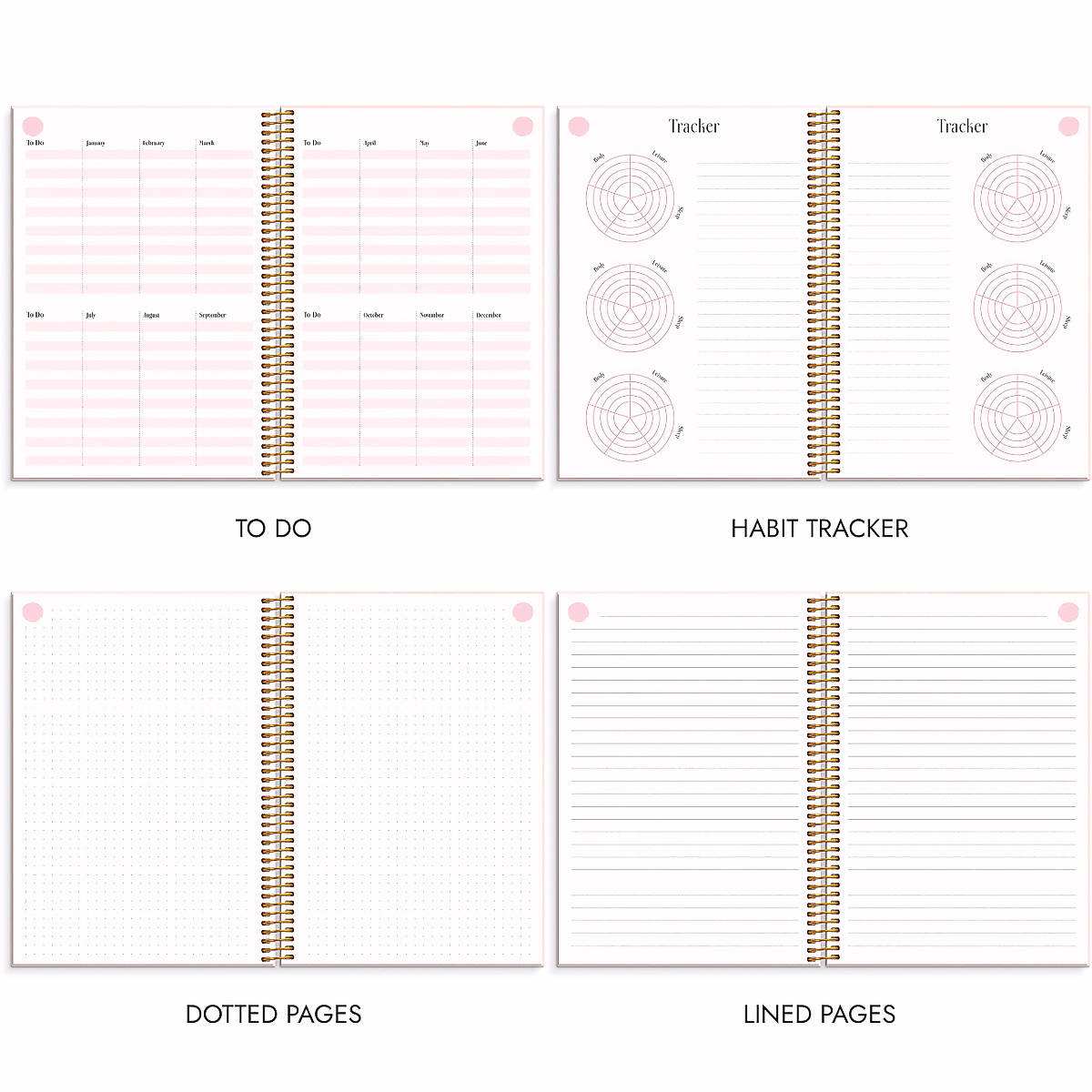 Burde Planner 2023 Life Planner Pink | 12 December 2022 - 7 January 2024 | Weekly & Monthly | 8.5x5.5" | Thick Paper | 142 Stickers Included