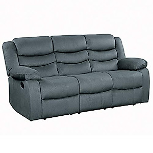 Homelegance 79" Manual Double Reclining Sofa, Gray