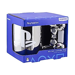 Paladone PlayStation DS4 Silver Controller Mug, Ceramic Coffee Mug for Gamers, 550 ml