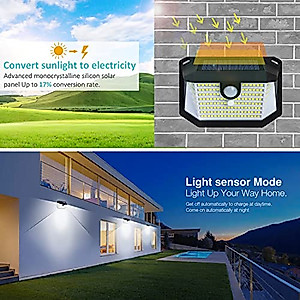 Solar Outdoor Lights Motion Sensor Security Light, Solar Powered Wall Lights 178 LEDs 500LM 3 Lighting Modes 270° Lighting Angle IP65 Waterproof for Garden Patio Porch Fence Yard (1 Pack)