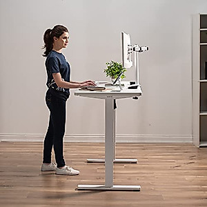VIVO Electric Stand Up Desk Frame Workstation, Frame Only, Single Motor Ergonomic Standing Height Adjustable Base with Memory Controller, White, DESK-V100EWY