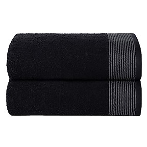 BELIZZI HOME Ultra Soft 2 Pack Oversized Bath Towel Set 28x55 inches, 100% Cotton Large Bath Towels, Ultra Absorbant Compact Quickdry & Lightweight Towel, Ideal for Gym Travel Camp Pool - Black
