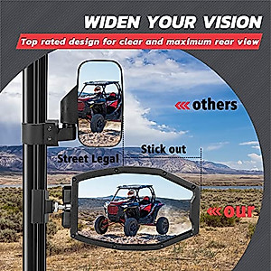 UTV Side View Mirrors, Nibright Ranger Side Mirrors Aluminum w/LED Lights Compatible with Polaris Ranger General, Can Am Defender Maverick Trail, Work with Pro-Fit Cab