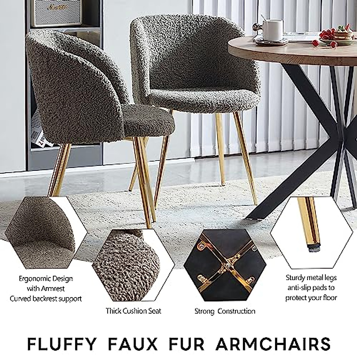 Homedot Chic Dining Table Set for 4, 5-Piece Kitchen Table and Chairs for 4 Person, Modern Imitation Wood Dining Room Table & 4 Upholstered Chairs, Kitchen Table Set for Small Spaces, Breakfast Nook