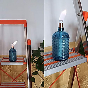 OEXEO 4PCS Glass Outdoor Tabletop Torch Set,Torch Wicks, Torch Light,Garden Torch,Patio Torches,Citronella Torches (Blue)