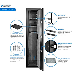 Barska Quick and Easy Dual Access Digital Biometric Fingerprint & Keypad Code Rifle Firearm and Long Gun Safe for Home - 11 Position